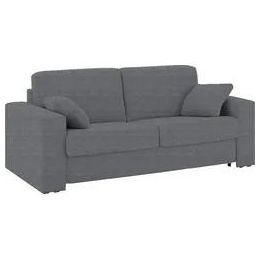 Schlafsofa Home Affaire "Roma Matratzenhöhe 14 cm" Sofas Gr. B/H/T: 200cm x 85cm x 100cm, Luxus-Microfaser weich, Breite 200cm, grau (hellgrau) Dauerschlaffunktion, mit Unterfederung, Lattenrost, Matratze