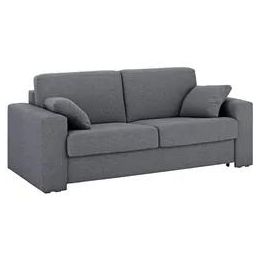 Schlafsofa Home Affaire "Roma Matratzenhöhe 14 cm" Sofas Gr. B/H/T: 200cm x 85cm x 100cm, Struktur fein, Breite 200cm, grau (dunkelgrau) Dauerschlaffunktion, mit Unterfederung, Lattenrost, Matratze