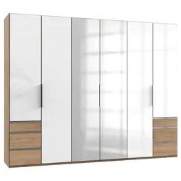 Kleiderschrank wimex "Level by fresh to go" Schränke Gr. B/H/T: 300cm x 236cm x 58cm, 6 St., braun (plankeneichefarben/weißglas) Drehtürenschrank Kleiderschrank Schränke mit Glas-und Spiegeltüren