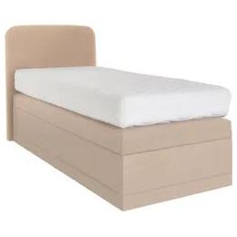 Boxspringbett Westfalia Schlafkomfort Komplettbetten Gr. Microvelours ohne Bettkasten-Kaltschaum-Topper, Liegefläche B/L: 90cm x 200cm, Gewicht bis: 80 kg H2, 7-Zonen-Kaltschaummatratze, beige (dunkelbeige) Boxspringbett wahlweise mit Bettkasten