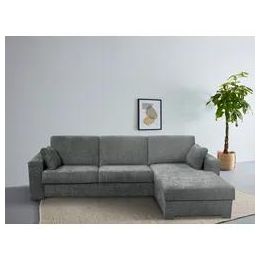 Ecksofa Home Affaire "Roma "L" Dauerschlaffunktion, mit Unterfederung" Sofas Gr. B/H/T: 300cm x 85cm x 173cm, Luxus-Microfaser weich, Recamiere rechts, Liegefläche: 163 x 198cm, grau (dunkelgrau) Matratzenhöhe 14cm,, Liegemaße ca 163x198 cm, L-Form