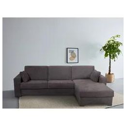 Ecksofa Home Affaire "Roma "L" Dauerschlaffunktion, mit Unterfederung" Sofas Gr. B/H/T: 300cm x 85cm x 173cm, Luxus-Microfaser Lederoptik, Recamiere rechts, Liegefläche: 163 x 198cm, schwarz Matratzenhöhe 14cm,, Liegemaße ca 163x198 cm, L-Form