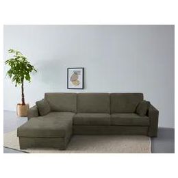 Ecksofa Home Affaire "Roma "L" Dauerschlaffunktion, mit Unterfederung", grün, B:300cm H:85cm T:173cm, 100% Polyester, Sofas, Matratzenhöhe 14cm,, Liegemaße ca 163x198 cm, L-Form