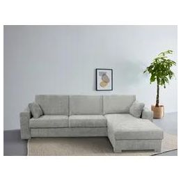 Ecksofa Home Affaire "Roma "L" Dauerschlaffunktion, mit Unterfederung" Sofas Gr. B/H/T: 300cm x 85cm x 173cm, Luxus-Microfaser Lederoptik, Recamiere rechts, Liegefläche: 163 x 198cm, grau (hellgrau) Matratzenhöhe 14cm,, Liegemaße ca 163x198 cm, L-Form