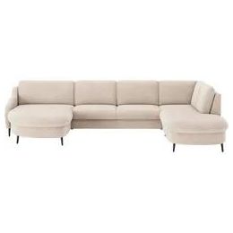 Sit & More Wohnlandschaft SIT & MORE "Soul U-Form" Sofas Gr. B/H/T: 372cm x 90cm x 239cm, Microfaser, Ottomane rechts, ohne Funktion, beige wahlweise mit Bett und Bettkasten