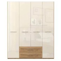 Kleiderschrank Home Affaire "Gala", beige (beige, pacific walnut), B:182cm H:224cm T:56cm, Spanplatte, MDF, Schränke, UV lackiert, kratzfest, hochglänzend, Soft-Close Funktion