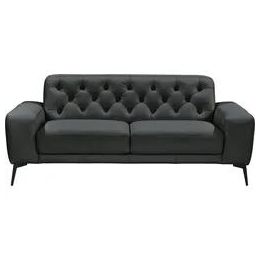 2,5-Sitzer DELA DESIGN "Alan" Sofas Gr. B/H/T: 196cm x 77cm x 95cm, Leder, gleichschenklig, schwarz mit Knopfheftung