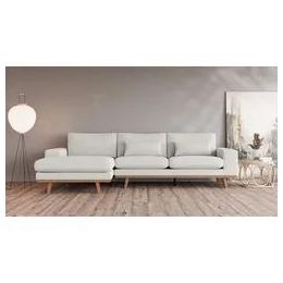 Ecksofa Home Affaire "Torino B/T/H: 282/151/81 cm" Sofas Gr. B/H/T: 282cm x 81cm x 151cm, Chenille, Recamiere links, beige L-Form, edler Holzrahmen, incl. Zierkissen, auch in Bouclé