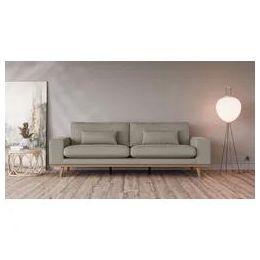 3-Sitzer Home Affaire "Torino B/T/H: 237/91/81 cm" Sofas Gr. B/H/T: 237cm x 81cm x 91cm, Struktur weich, grau (taupe) mit edlem Holzrahmen, incl. Zierkissen, auch in Bouclé