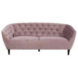 3-Sitzer ACTONA GROUP "Ria Couch, Sofa" Sofas Gr. B/H/T: 191cm x 39,4cm x 84cm, Microvelours, rosa (rose) Samtstoff, Massivholz-Beine, Taschenfederkern, Tufting, mit Armlehnen