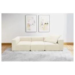 3-Sitzer Andas "Utvik bestehend aus 2 Eck- und 1 Mittelelement" Sofas Gr. B/H/T: 301cm x 69cm x 108cm, Chenille-Struktur, beige (creme) einzelne Module für individuelle Zusammenstellung