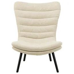 Loungesessel ACTONA GROUP "Grafton Lehnstuhl, Relaxsessel, Polstersessel" Sessel Gr. Luxus-Microfaser, B/H/T: 82cm x 102cm x 92,5cm, beige (creme) Ruhesessel, Bouclé, schwarze Massivholzbeine, horizontale Nähte