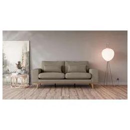 2-Sitzer Home Affaire "Torino B/T/H: 200/91/81 cm" Sofas Gr. B/H/T: 200cm x 81cm x 91cm, Chenille, grau (taupe) auch in Bouclé, incl. Zierkissen, mit edlem Holzrahmen