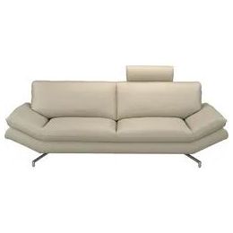 2,5-Sitzer DELA DESIGN "Boavista" Sofas Gr. B/H/T: 215cm x 83cm x 95cm, Leder, beige inklusive Kopfstütze