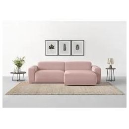 Ecksofa Trendmanufaktur "Braga, mit hochwertigem Kaltschaum, L-Form, in Cord erhältlich" Sofas Gr. B/H/T: 255cm x 72cm x 160cm, Struktur fein JOIZ, Recamiere rechts, lila (flieder) modernes Sofa, Couch mit hohem Sitzkomfort, 25572160 cm (BHT)