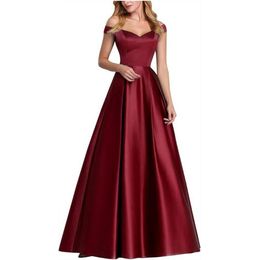 RUZU UG Abendkleid Damen kleid V-Ausschnitt Einfarbig Schulter Cocktailkleid Partykleid