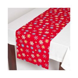 Homescapes Tischläufer Tischläufer rote Schneeflocken 100% Baumwolle