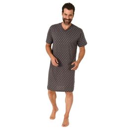 Normann Pyjama Herren Nachthemd kurzarm in zeitlosem Allover-Print bis Größe / -