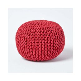 Homescapes Pouf Runder Strickpouf 100% Baumwolle