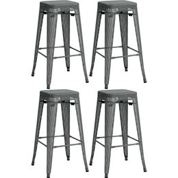 CLP 4er Set Barhocker Fletcher I Stapelbarer Tresenhocker Mit Bodenschonern Und Fu&szlig;st&uuml;tze I Barstuhl Aus Metall