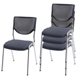 MCW 4er-Set Besucherstuhl H401, Konferenzstuhl stapelbar, Stoff/Textil ~ Sitz dunkelgrau, Füße chrom
