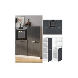 VICCO K&uuml;chenblock R-Line 180 cm Schwarz Beton Wei&szlig; ohne Arbeitsplatte