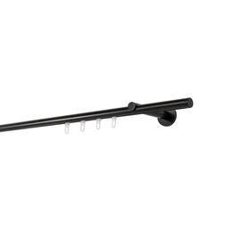 ONDECO Gardinenstange auf Ma&szlig; Innenlauf 20mm Match 1-lauf Wandtr&auml;ger 12cm mit Gleiter Farbe: Schwarz, Gr&ouml;&szlig;e: 390cm