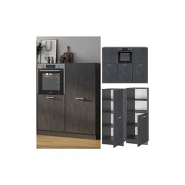 VICCO K&uuml;chenblock R-Line 180 cm Schwarz Beton Anthrazit ohne Arbeitsplatte