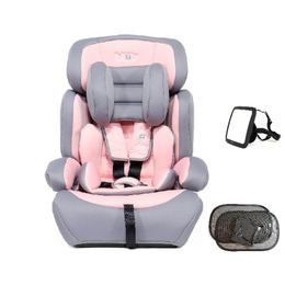 Blij´r Ivo pink/grey Autositz mit Wumbi Rücksitzspiegel und Sonnenschutz