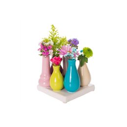 Jinfa Dekovase Handgefertigte kleine Keramik Deko Blumenvasen (7 Vasent Set