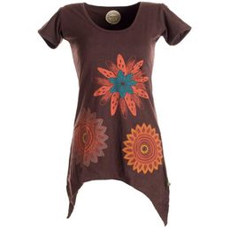 Vishes Tunikakleid Asymmetrisches Longshirt m. großen Blumen bedruckt Boho