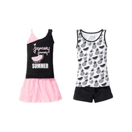 bonprix Mädchen Top + Shorts + Rock (4-tlg. Set)