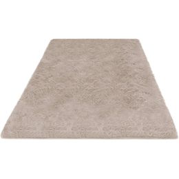 Hochflor-Teppich Silky, my home, rechteckig, Höhe: 33 mm, uni, besonders weich und kuschelig, Wohnzimmer, Schlafzimmer, waschbar, beige