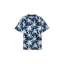 Tom Tailor Denim Herren T-Shirt mit Allover Print, blau, Allover Print, Gr. XXL