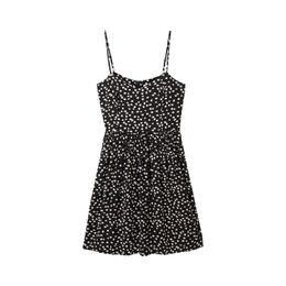 Tom Tailor Denim Damen Minikleid mit Allover Print, schwarz, Allover Print, Gr. XL