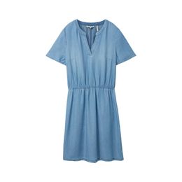 Tom Tailor Damen Kleid mit TENCEL(TM) Lyocell, blau, Uni, Gr. 34