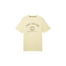 Tom Tailor Herren T-Shirt mit Logo Print, gelb, Logo Print, Gr. XL