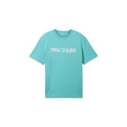 Tom Tailor Herren T-Shirt mit Logo Print, blau, Logo Print, Gr. XXXL