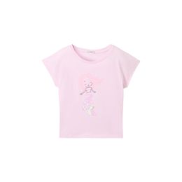 Tom Tailor Mädchen Wendepailletten T-Shirt mit Bio-Baumwolle, rosa, Uni, Gr. 128/134