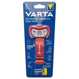 Varta Taschenlampe Outdoor Sports H20 Pro Kopfleuchte mit 3AAA Batterien rot