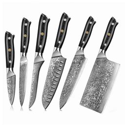 KingLux Messer-Set 6tlg.Küchenmesser Set VG10 Damaststahl Handgeschmiedet G10 Griff (6-tlg)