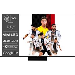 G (A bis G) TCL QLED Mini LED-Fernseher "55C803GX1" Fernseher schwarz LED Fernseher