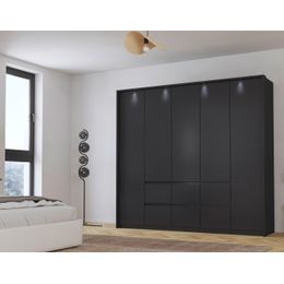 Drehtürenschrank Rauch "Mainz mit Passepartout" Schränke Gr. B/H/T: 230 cm x 212 cm x 58 cm, Mit Beleuchtung, 5 St., grau (graumetallic) Drehtürenschränke