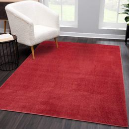 Teppich Carpet City "Softshine 2236" Teppiche Gr. B/L: 200 cm x 280 cm, 14 mm, 1 St., rot Esszimmerteppiche Hochflor, besonders weich, Uni-Farben