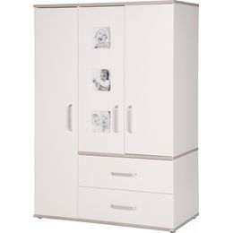 Kleiderschrank Roba "Moritz, 3-türig, Kinderkleiderschrank" Gr. B/H/T: 135 cm x 135 cm x 55 cm, 3 St., weiß (weiß, luna elm) Baby Schränke Kleiderschränke