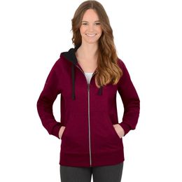 Sweatjacke TRIGEMA "TRIGEMA mit Kapuze" Gr. S, rot (chianti, melange) Damen Sweatjacken