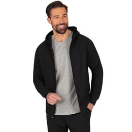 Sweatjacke TRIGEMA "TRIGEMA Kapuzenjacke mit praktischen Taschen" Gr. XXL, schwarz Herren Sweatjacken