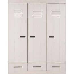 Lüttenhütt Kleiderschrank LÜTTENHÜTT "Hoimar, Kinderkleiderschrank" Schränke Gr. B/H/T: 150 cm x 190 cm x 58 cm, weiß (kiefer massiv lasiert) Kleiderschränke