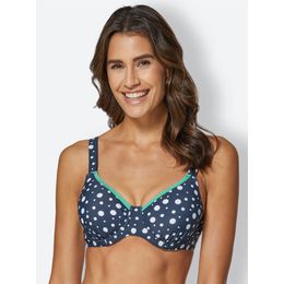 Bügel-Bikini-Top feel good Gr. 50, Cup F, blau (dunkelblau, getupft) Damen Bikini-Oberteile Ocean Blue