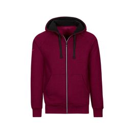 Sweatjacke TRIGEMA "TRIGEMA mit Kapuze" Gr. S, rot (chianti, melange) Herren Sweatjacken